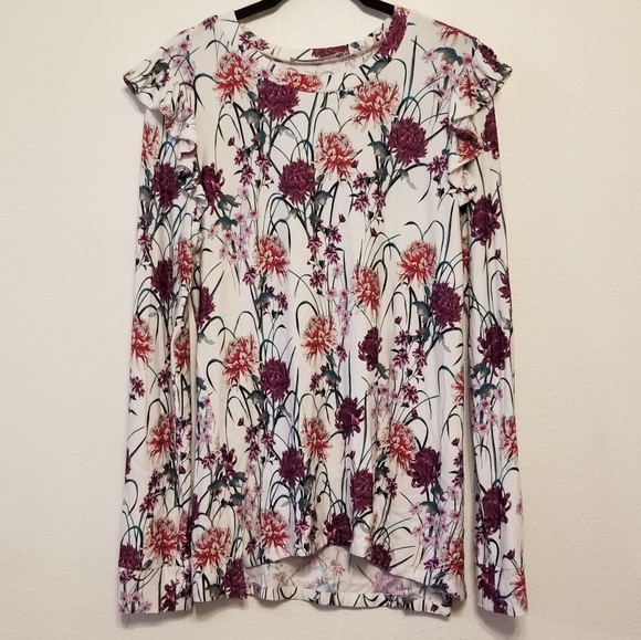 Daniel Rainn | Tops | Daniel Rainn Ruffle Shoulder Floral Print Top ...
